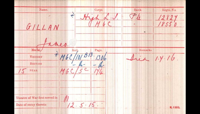 Private James Gillan of Bridgeton (1898 - 1916) — Glasgow Life